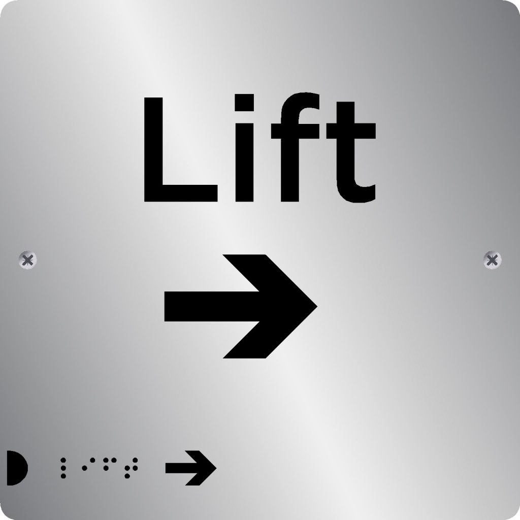 Lift right arrow sign | Braille Signs