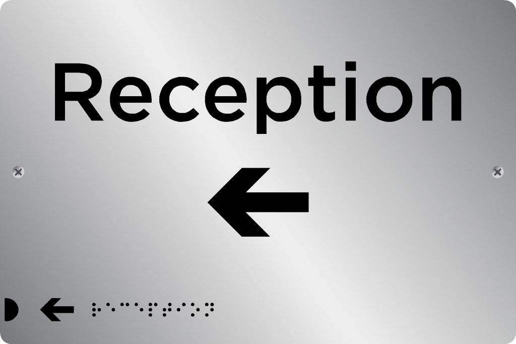 Reception left arrow sign | Braille Signs