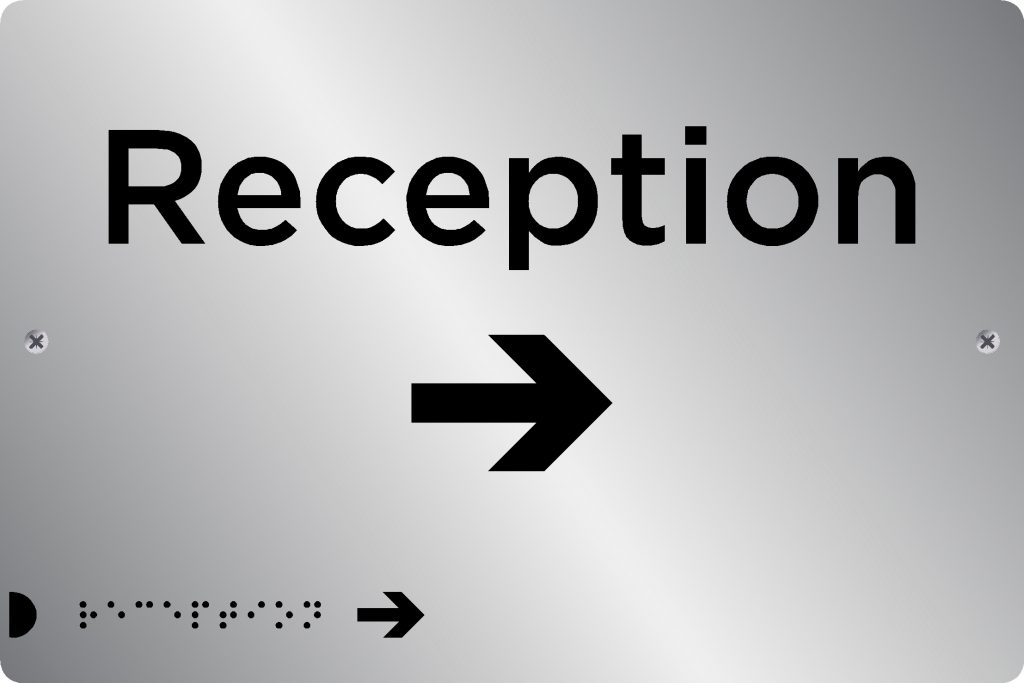 Reception right arrow sign | Braille Signs