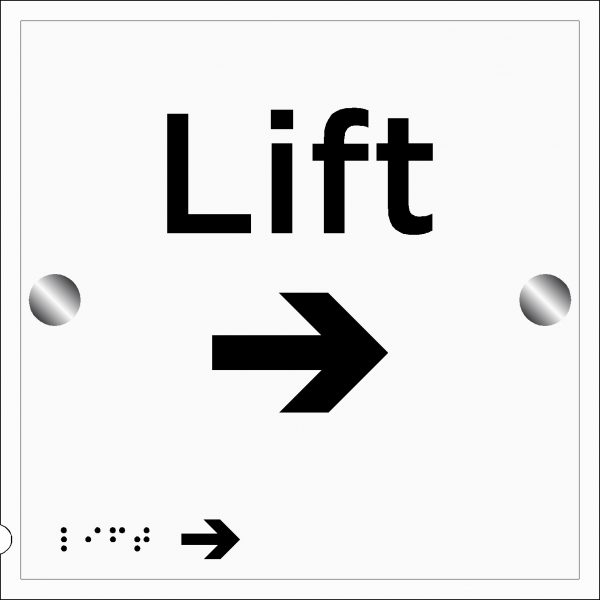 Lift right arrow sign | Braille Signs