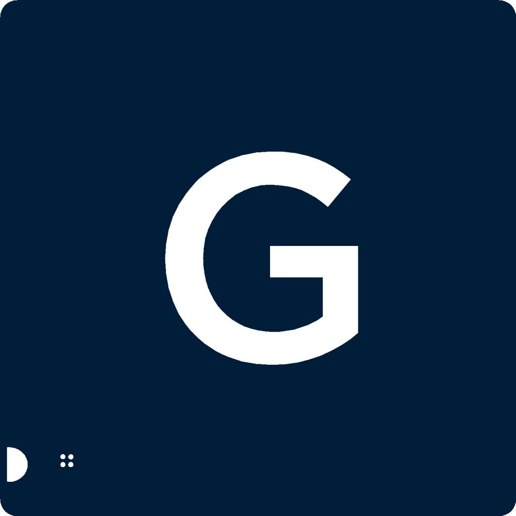 Letter G sign | Braille Signs