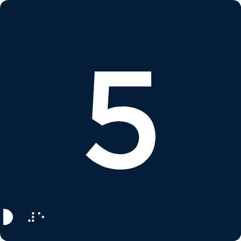 Number 5 sign | Braille Signs