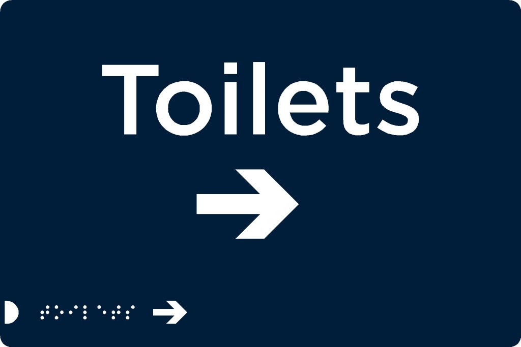 Toilets right arrow sign | Braille Signs