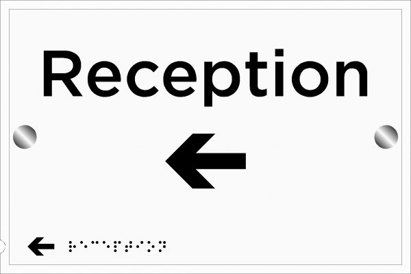Reception left arrow sign | Braille Signs