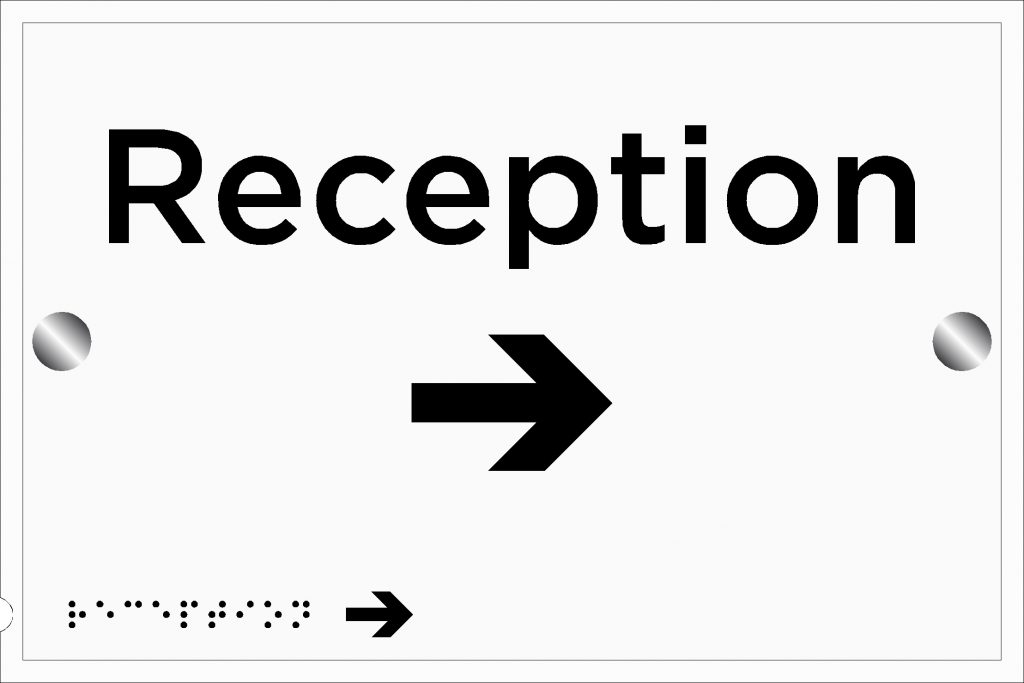 Reception right arrow sign | Braille Signs